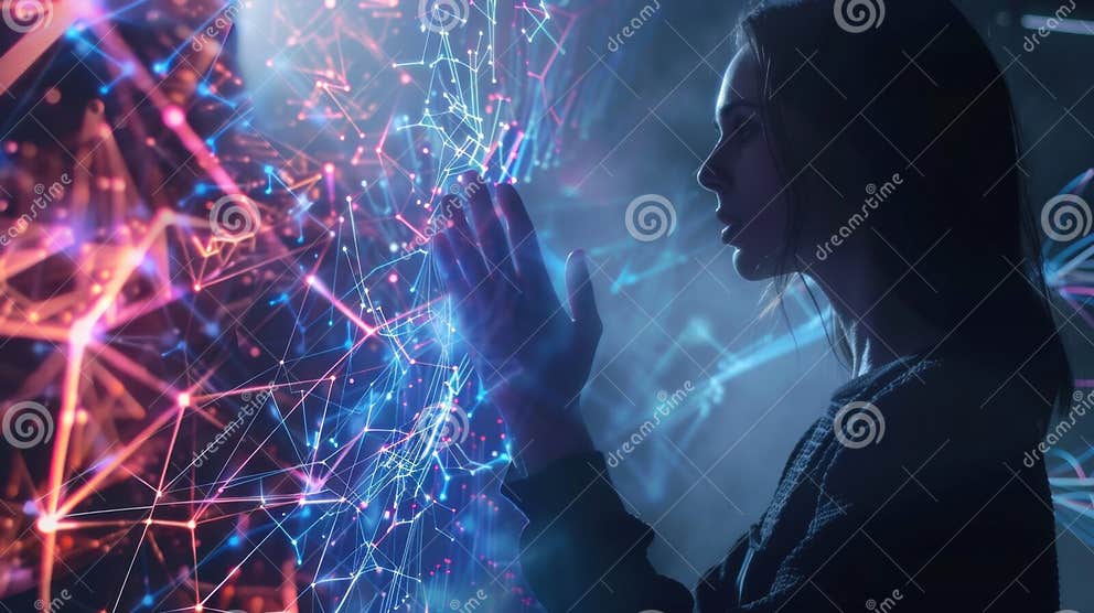 A Humanoid with Bright Neon Lighting. Stock Image - Image of fantasy ...