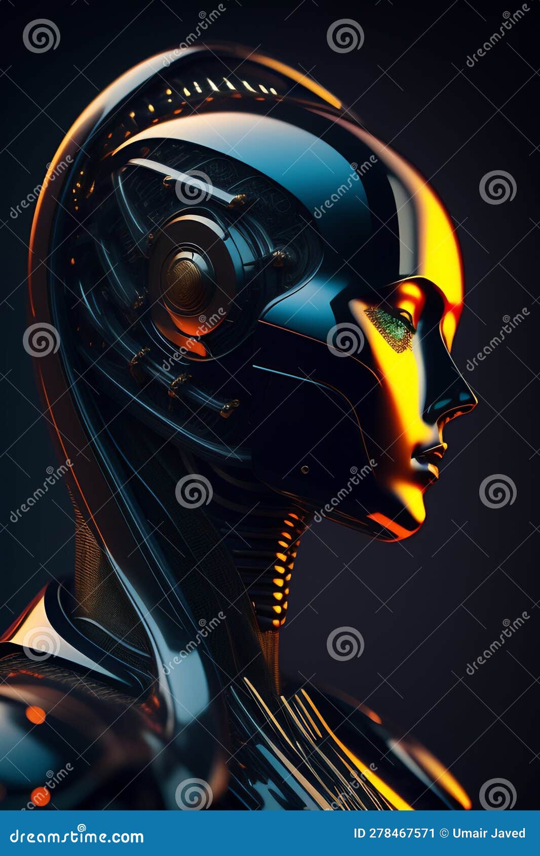 A Humanoid Cyber Robotic With A Neural Network Robot. Cyborg That Uses ...