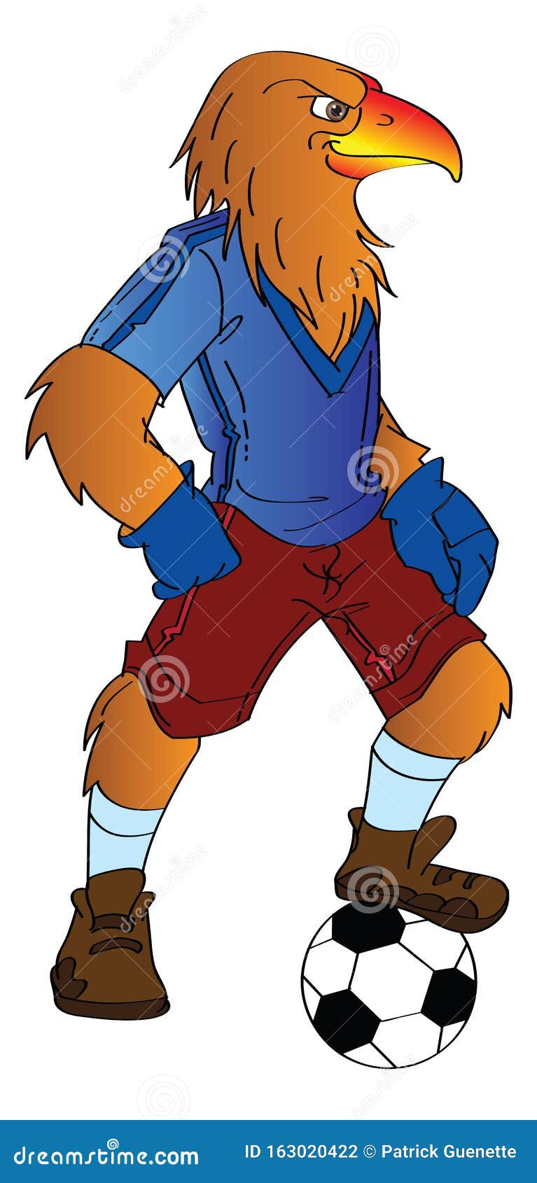 Humanoid Eagle Playing Soccer, Illustration Stock Vector - Illustration ...