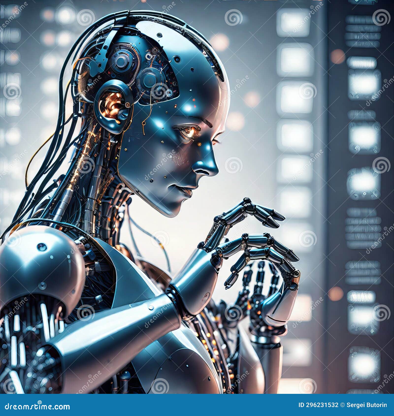 Humanoid Female Robot with Artificial Intelligence Stock Photo - Image ...