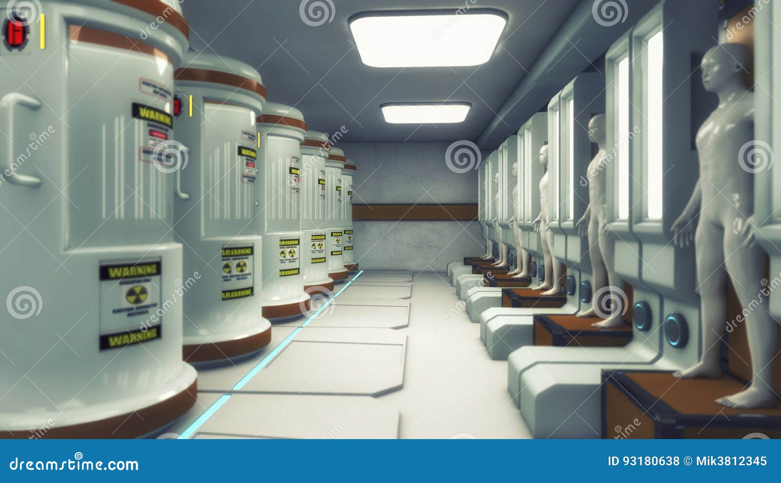 Humanoid Figure and Futuristic Room Stock Illustration - Illustration ...