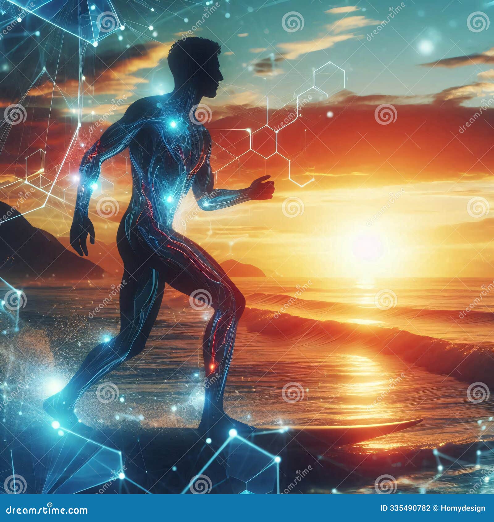 A Humanoid Figure With A Glowing Brain Stands Before Ascending Stairs ...