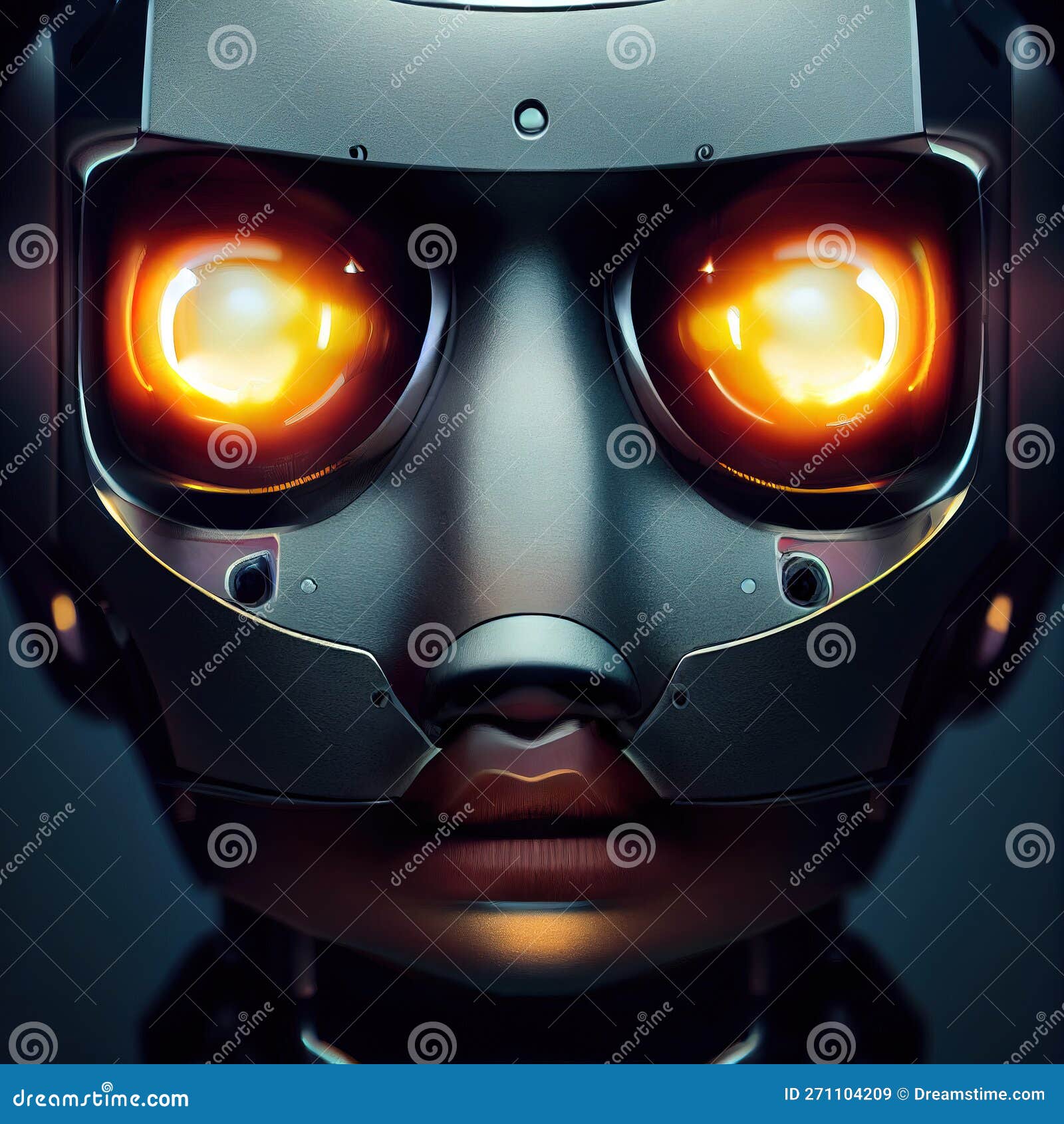 A Humanoid in a Glowing Mask. Alien Robot. Fantastic Reality. AI ...