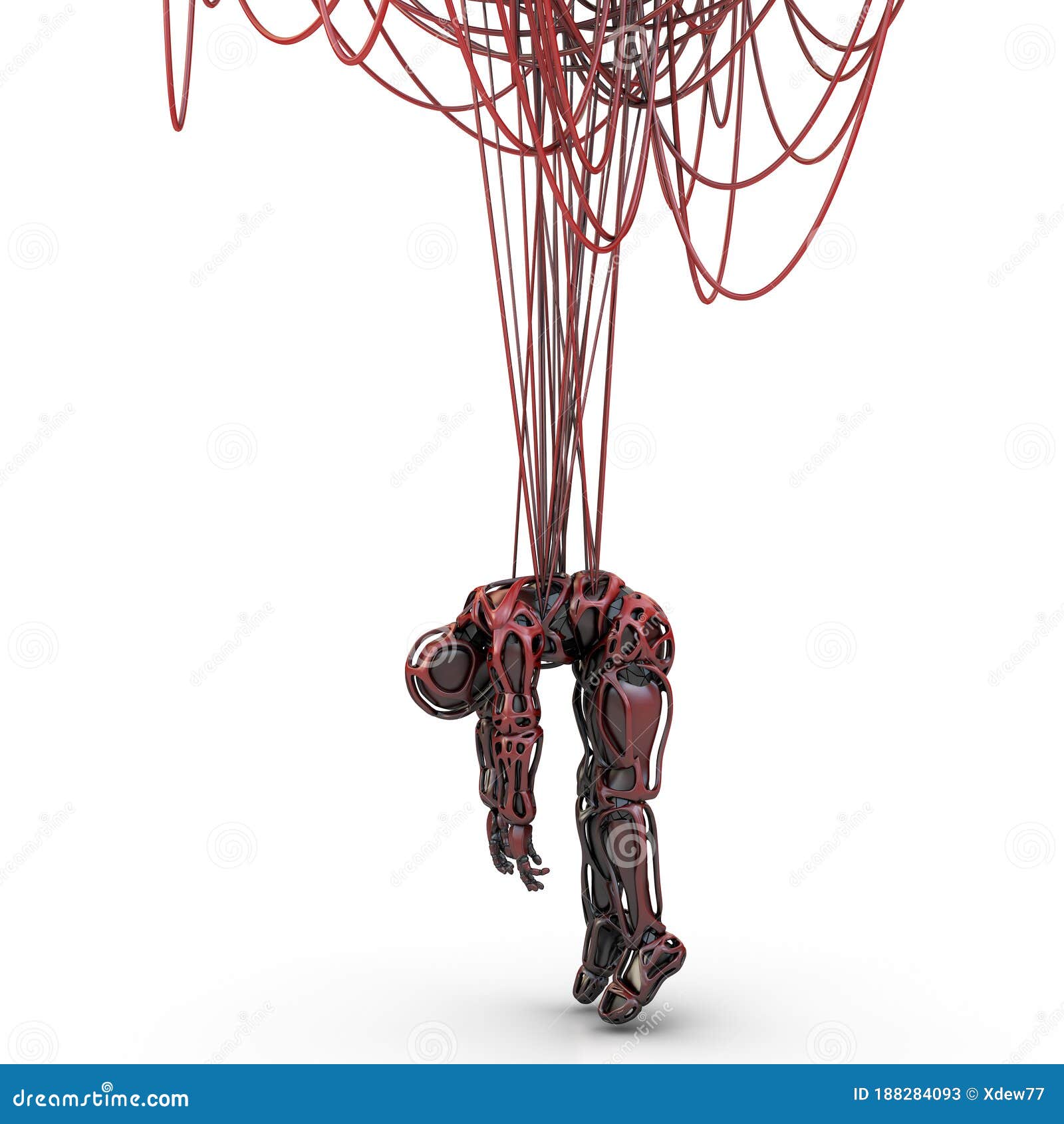 Humanoid is Hanging in Cables Stock Illustration - Illustration of ...