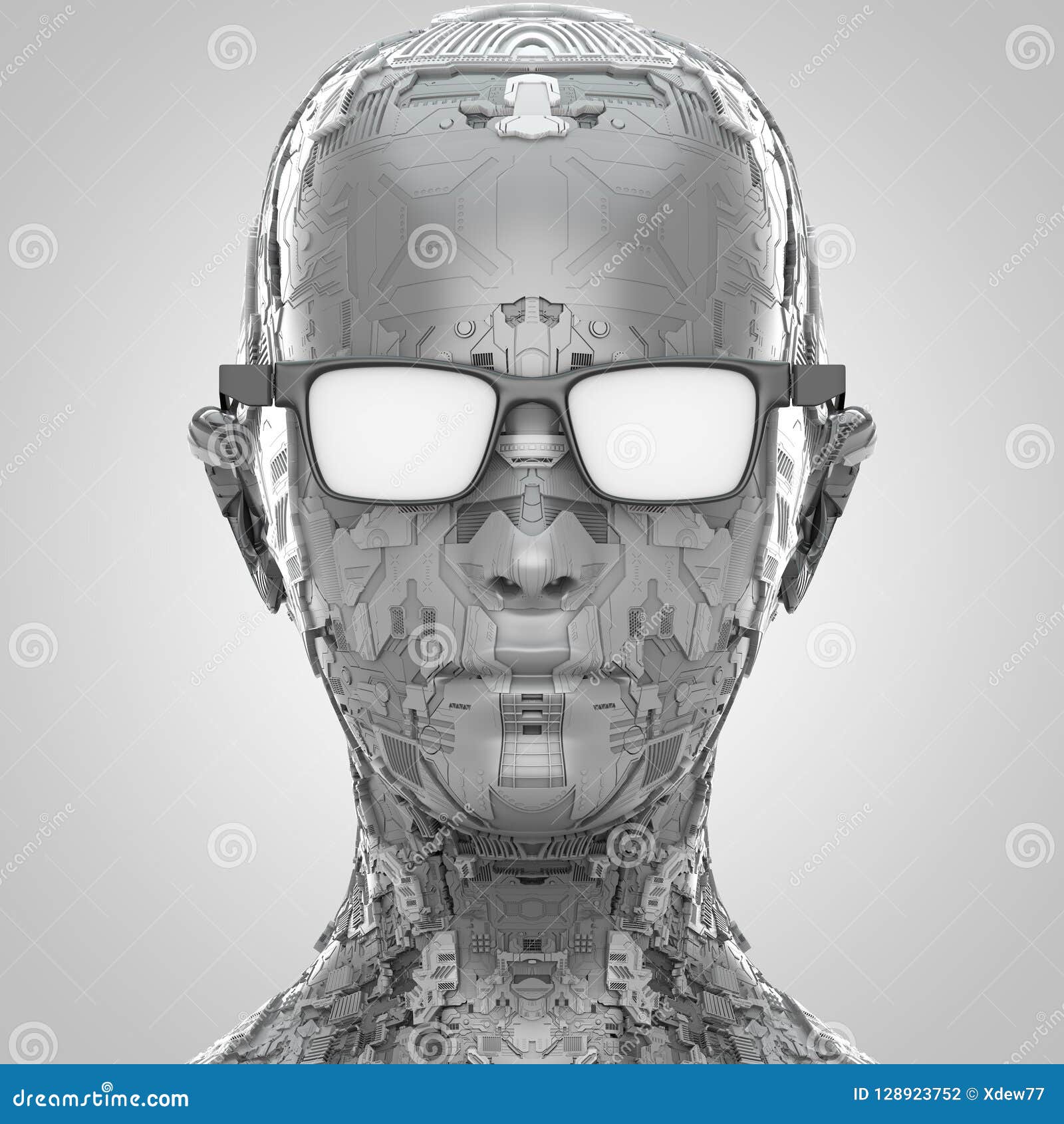 Abstract Humanoid Head in Frontal View Stock Illustration ...
