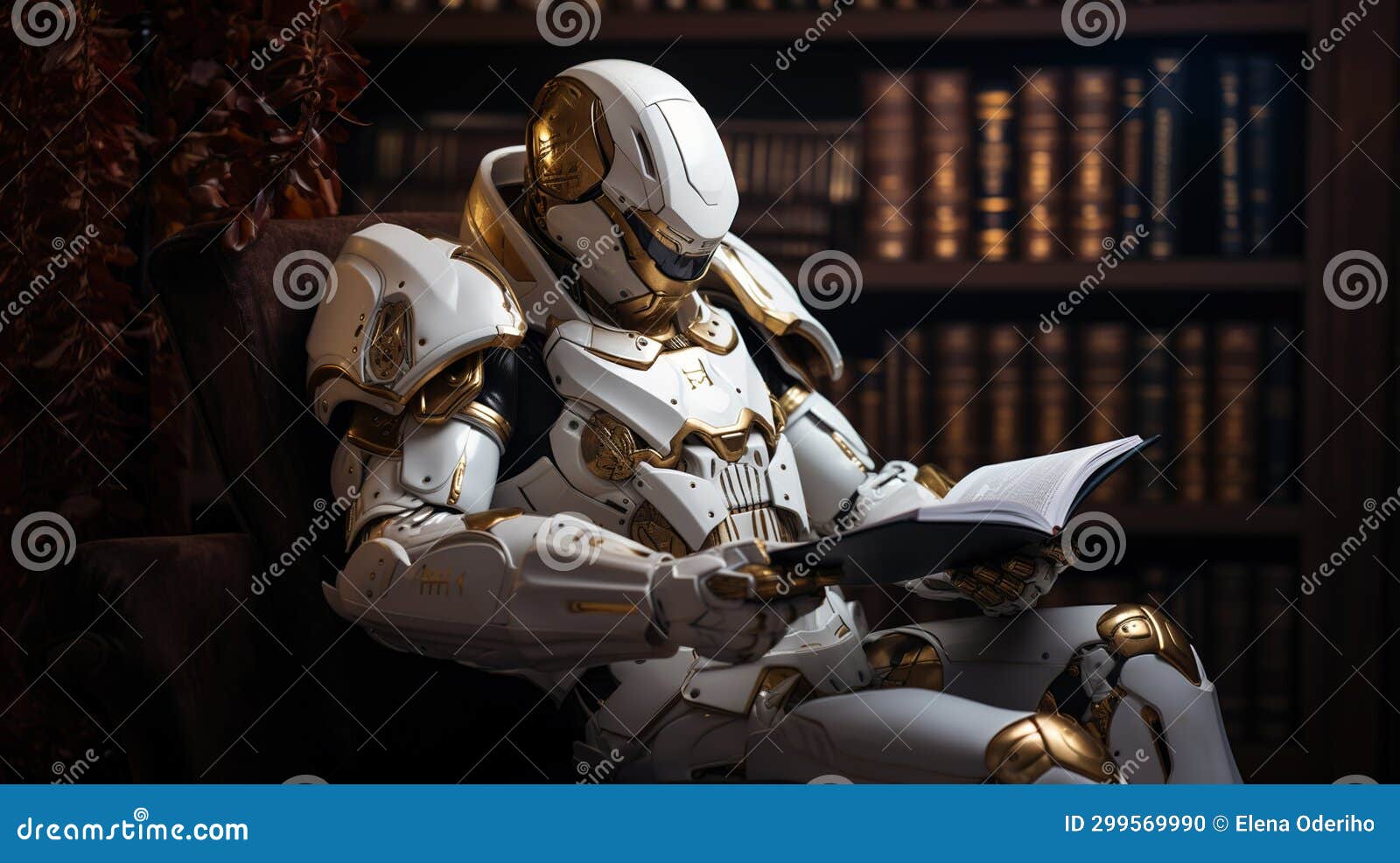 Humanoid Mechanized Robot Reading A Book Royalty-Free Stock Image ...
