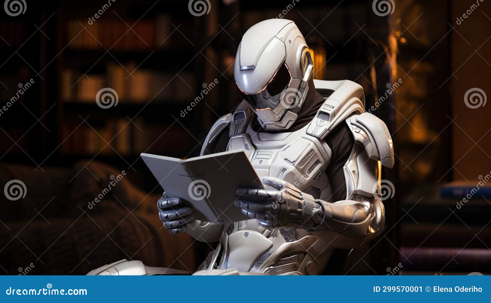 Humanoid Mechanized Robot Reading A Book Royalty-Free Stock Photo ...