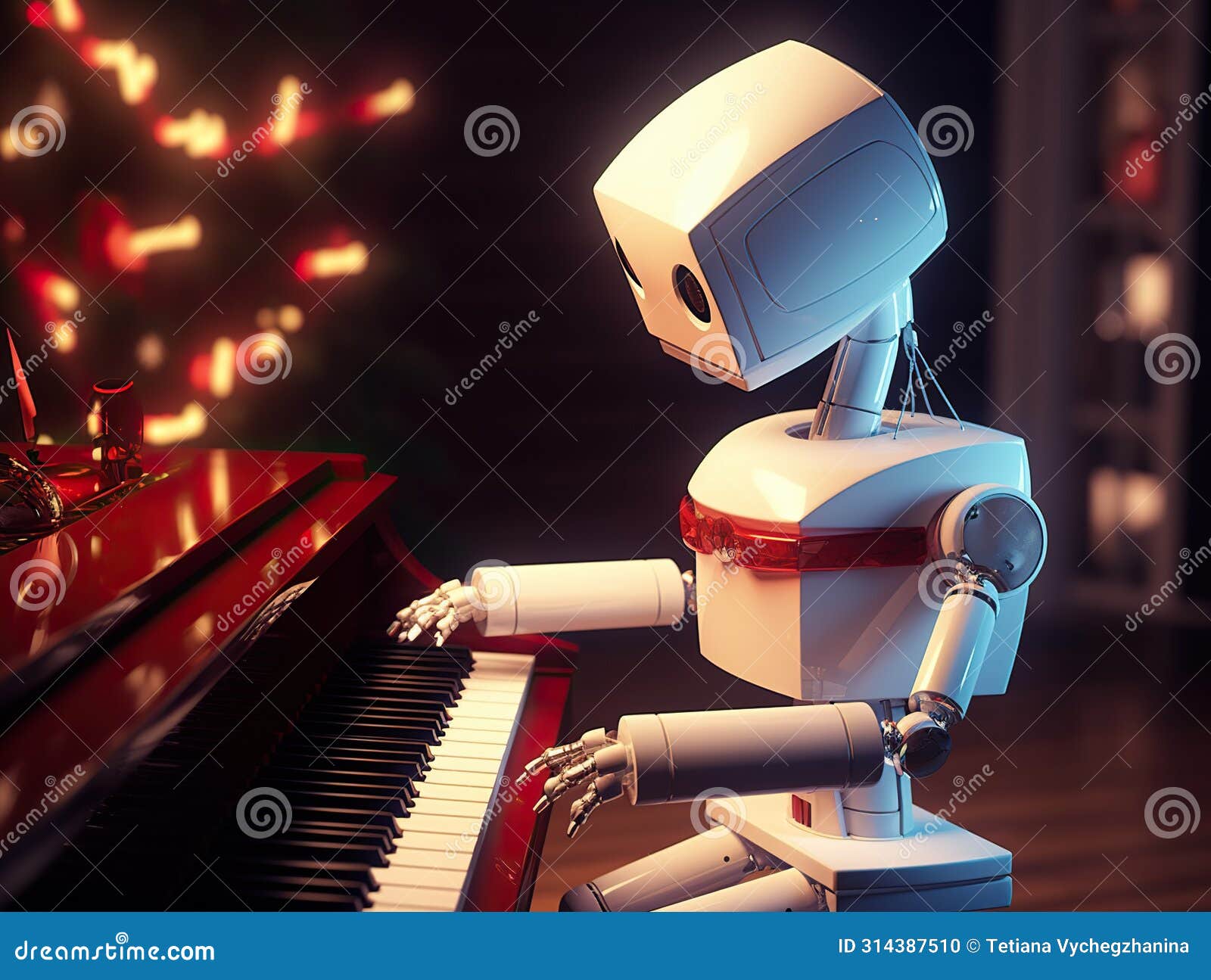 Humanoid Old-Fashioned Robot Playin on Piano Stock Photo - Image of ...