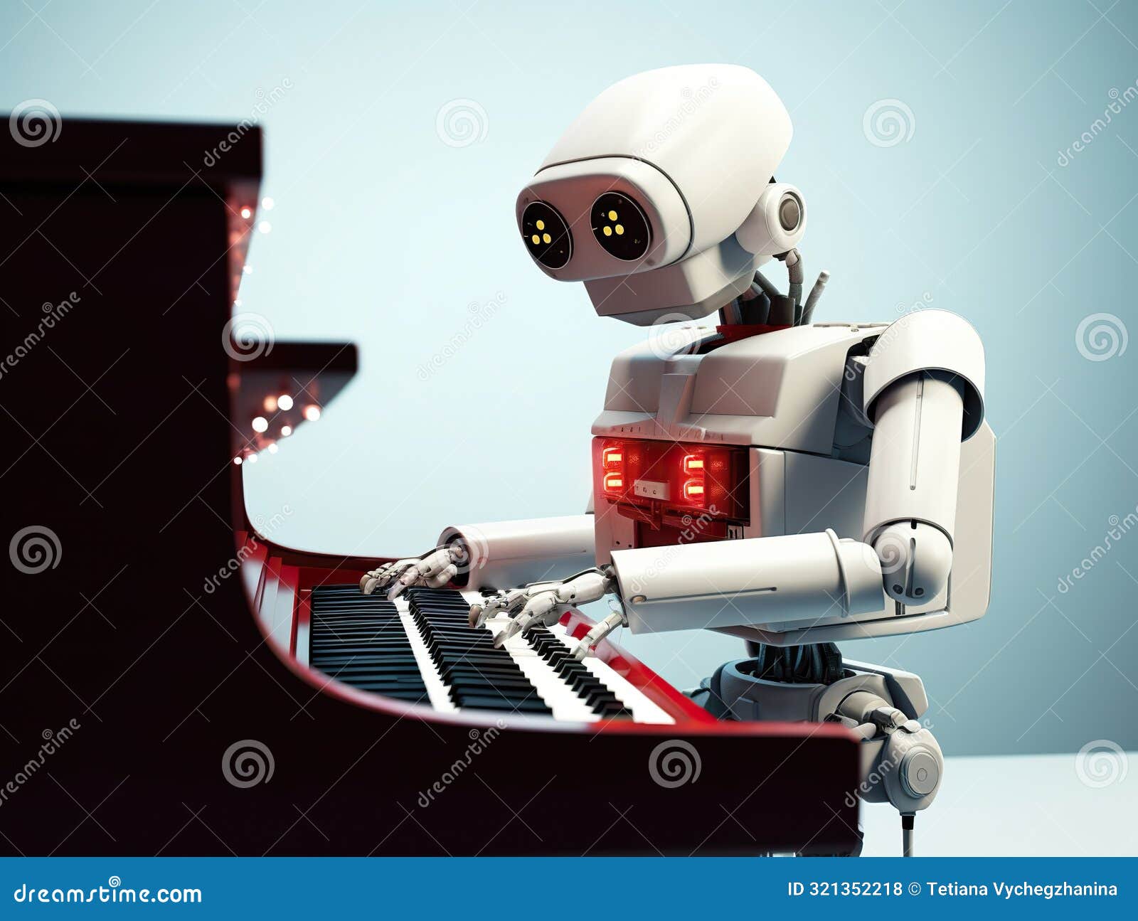 Humanoid Old-Fashioned Robot Playin on Piano Stock Illustration ...