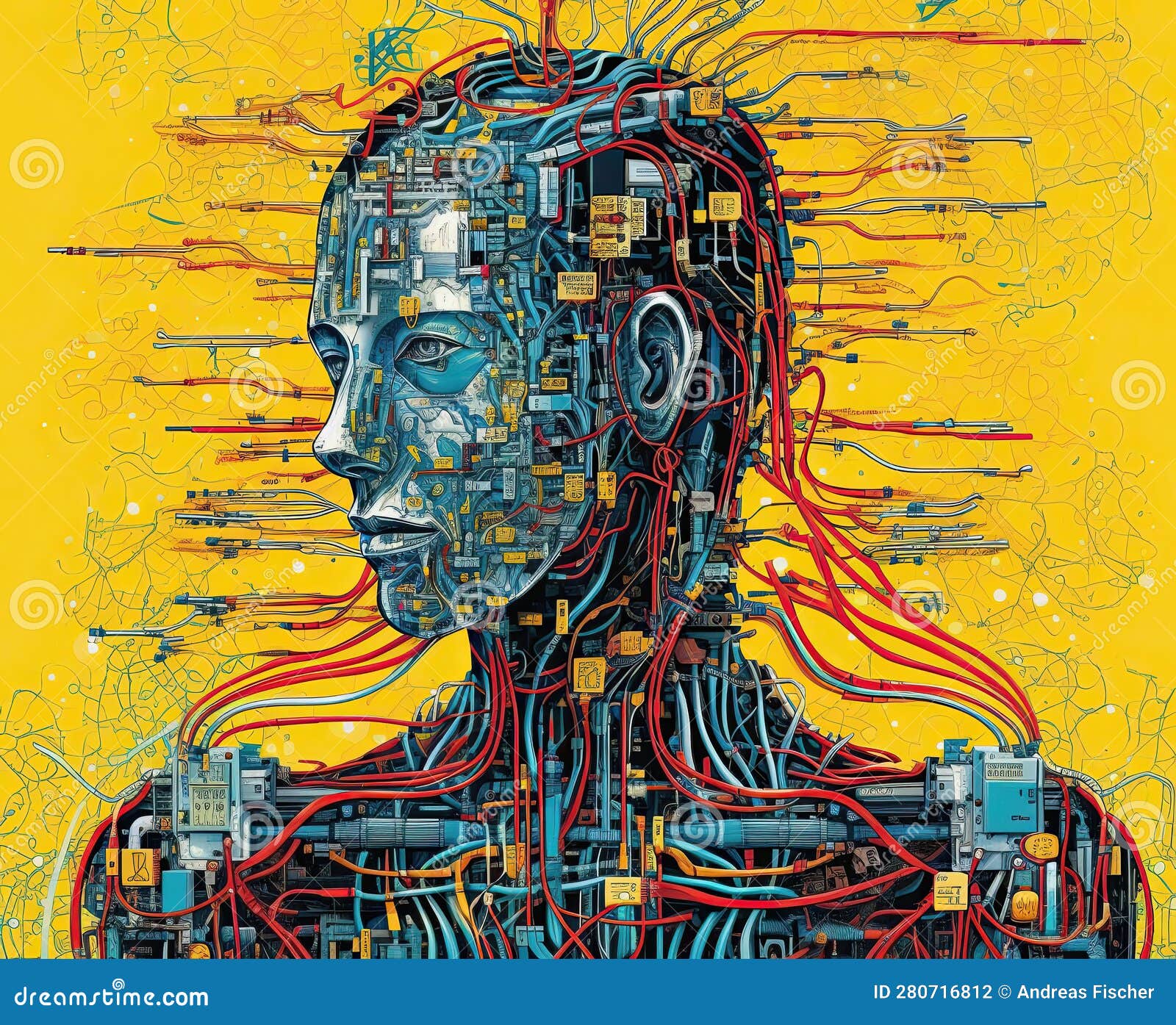 Humanoid Robot, on an Abstract Background of Science and Technology ...