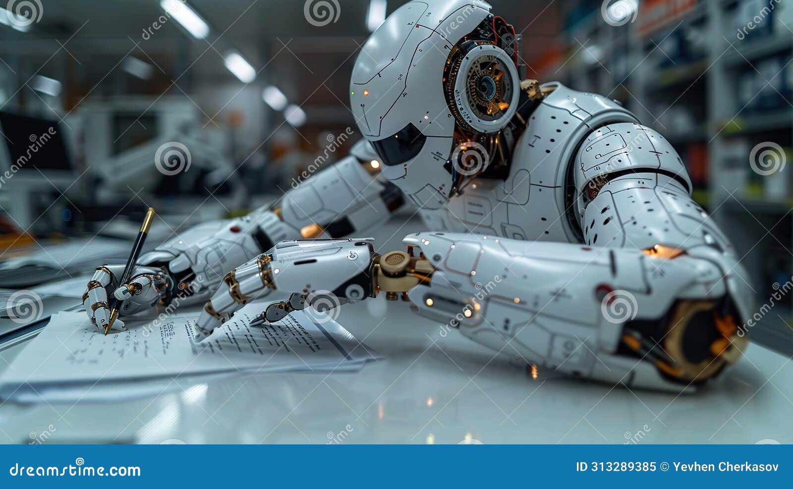 Humanoid Robot Arm is Writing with a Pen. Created with Generative AI ...