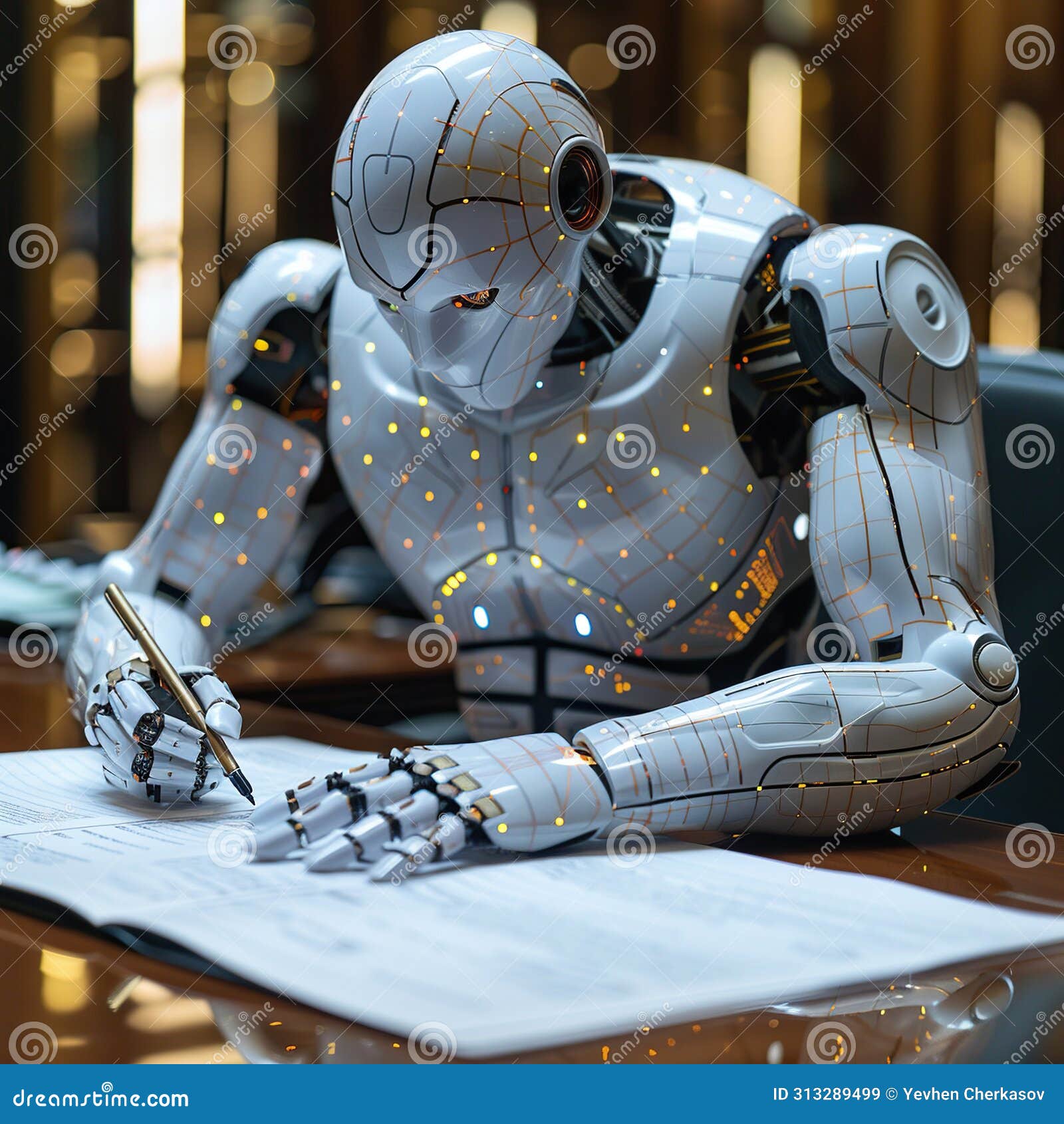 Humanoid Robot Arm is Writing with a Pen. Created with Generative AI ...