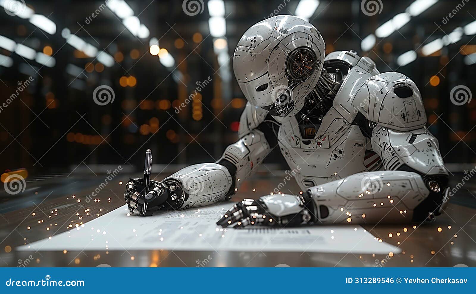 Humanoid Robot Arm is Writing with a Pen. Created with Generative AI ...