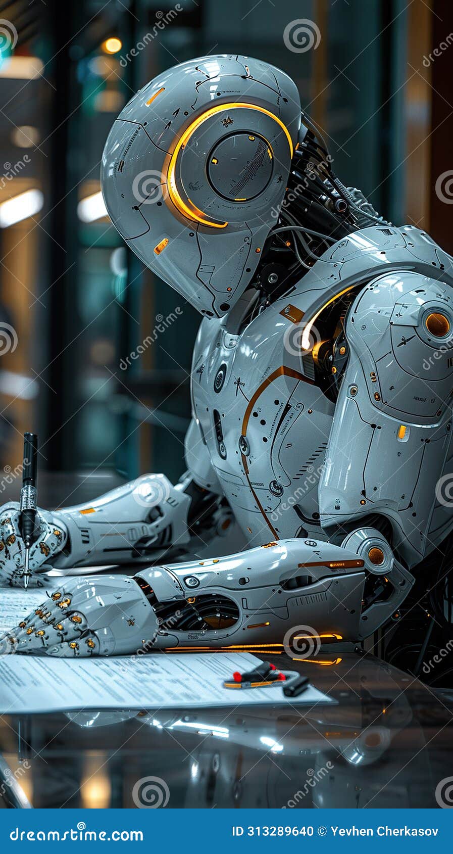 Humanoid Robot Arm is Writing with a Pen. Created with Generative AI ...