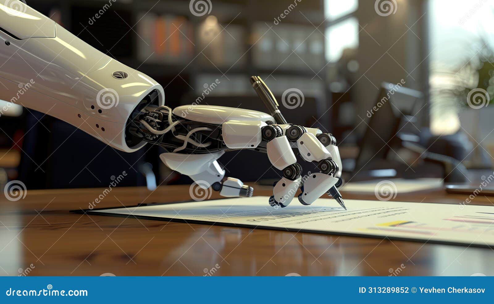 Humanoid Robot Arm is Writing with a Pen. Created with Generative AI ...
