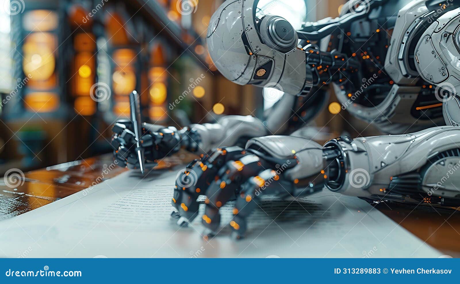 Humanoid Robot Arm is Writing with a Pen. Created with Generative AI ...