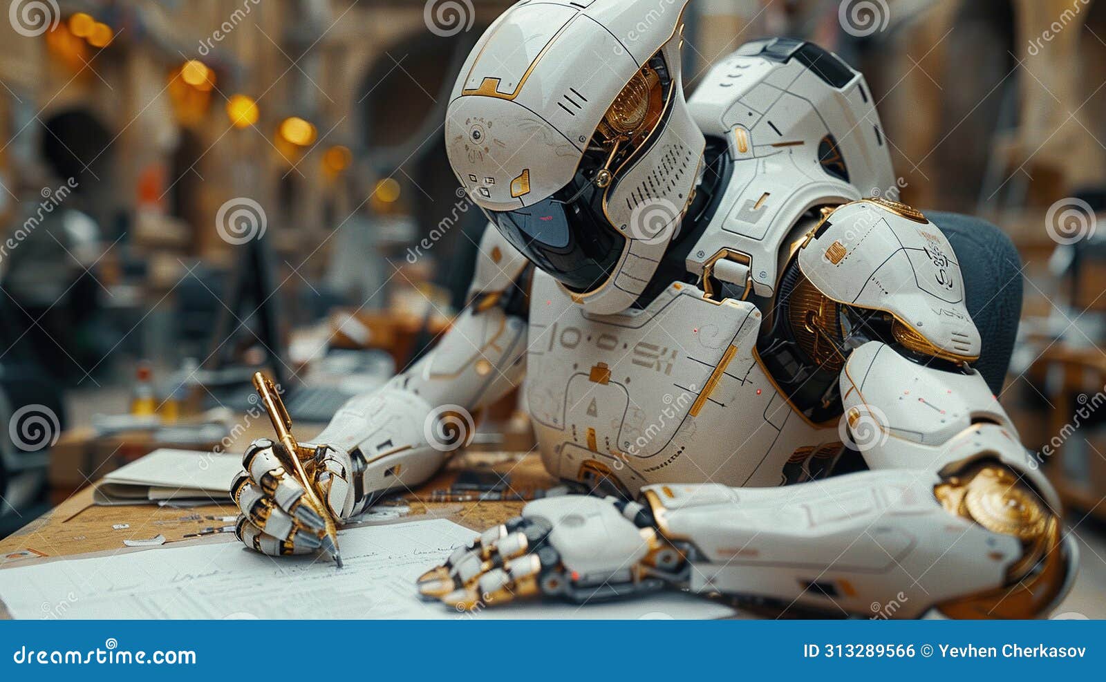 Humanoid Robot Arm is Writing with a Pen. Created with Generative AI ...