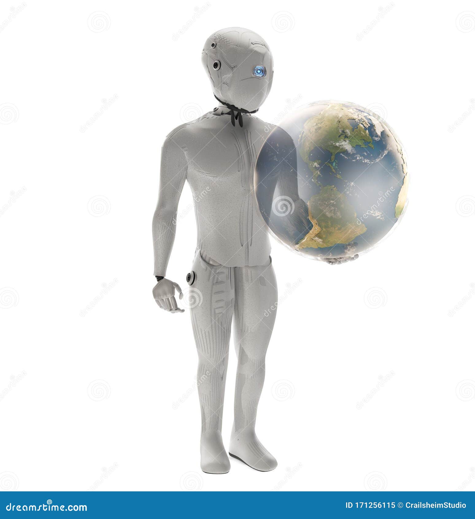 Humanoid Robot Artificial Intelligence Planet Earth 3d-illustration ...