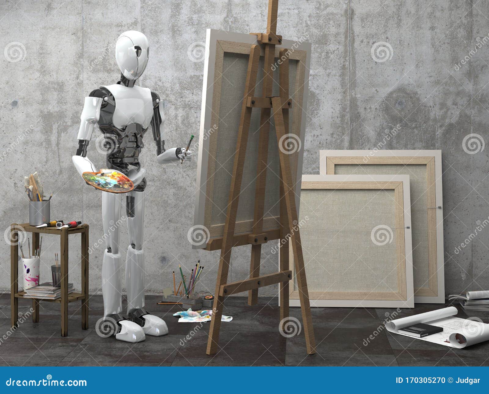 Robot Artist Drawing Madonna. AI Generated Drawing, Artificial ...