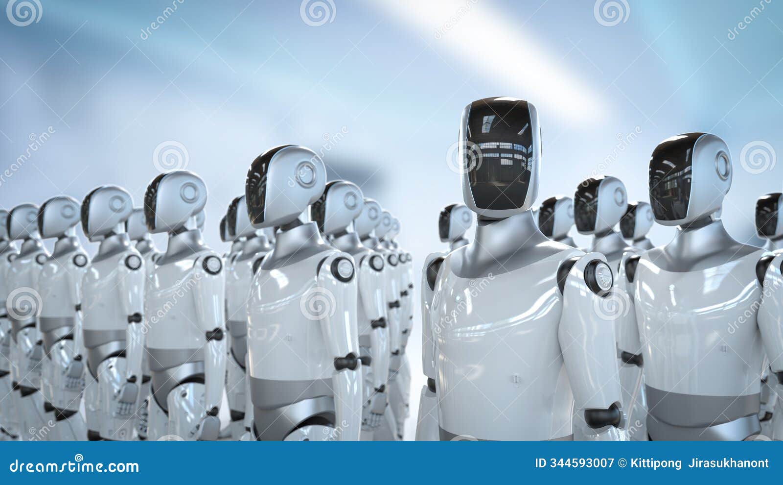 Humanoid Robot Assembly or Group of Cyborgs in Factory Stock ...