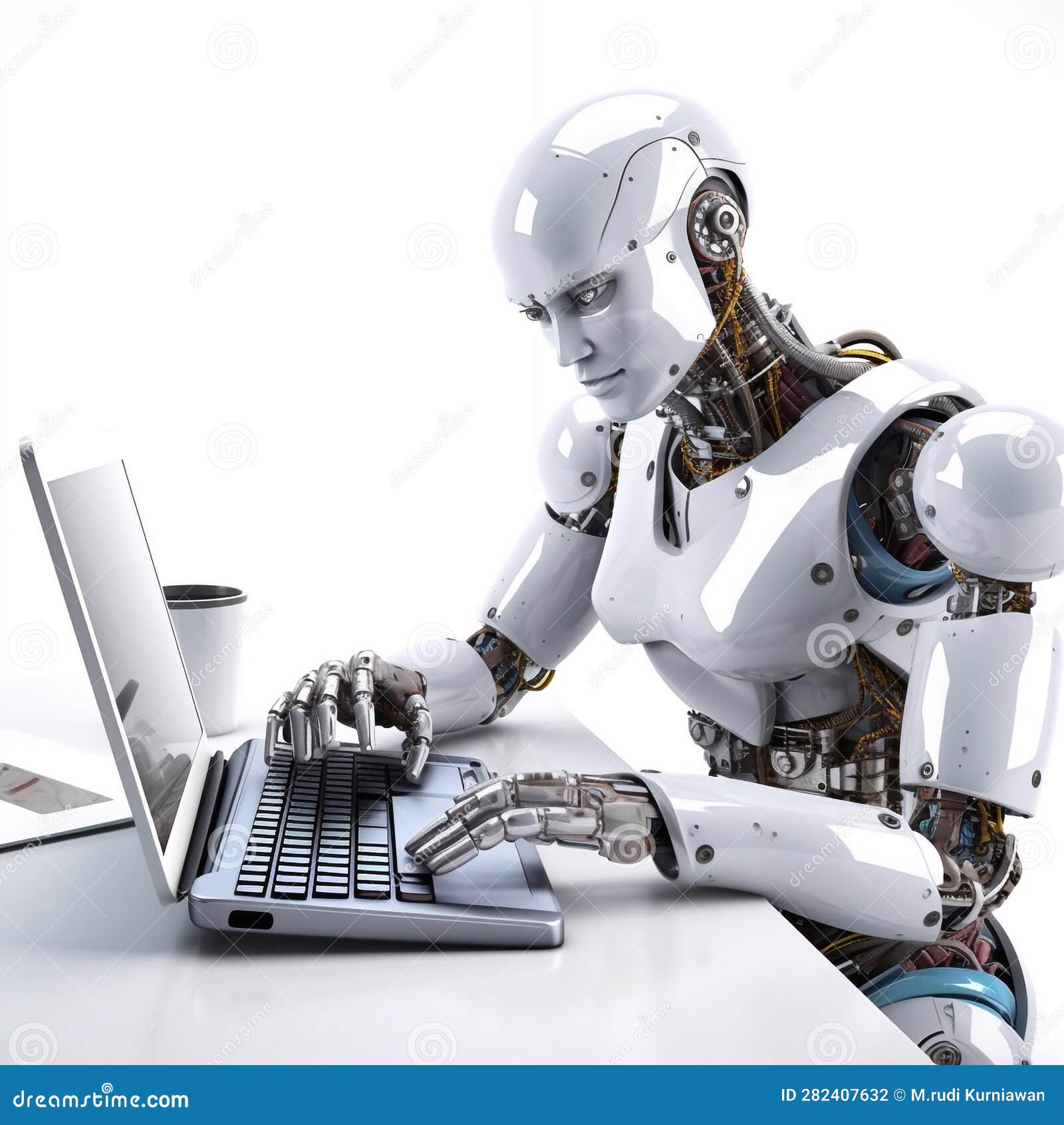 Humanoid Robot Assistant AI Generated Stock Illustration - Illustration ...