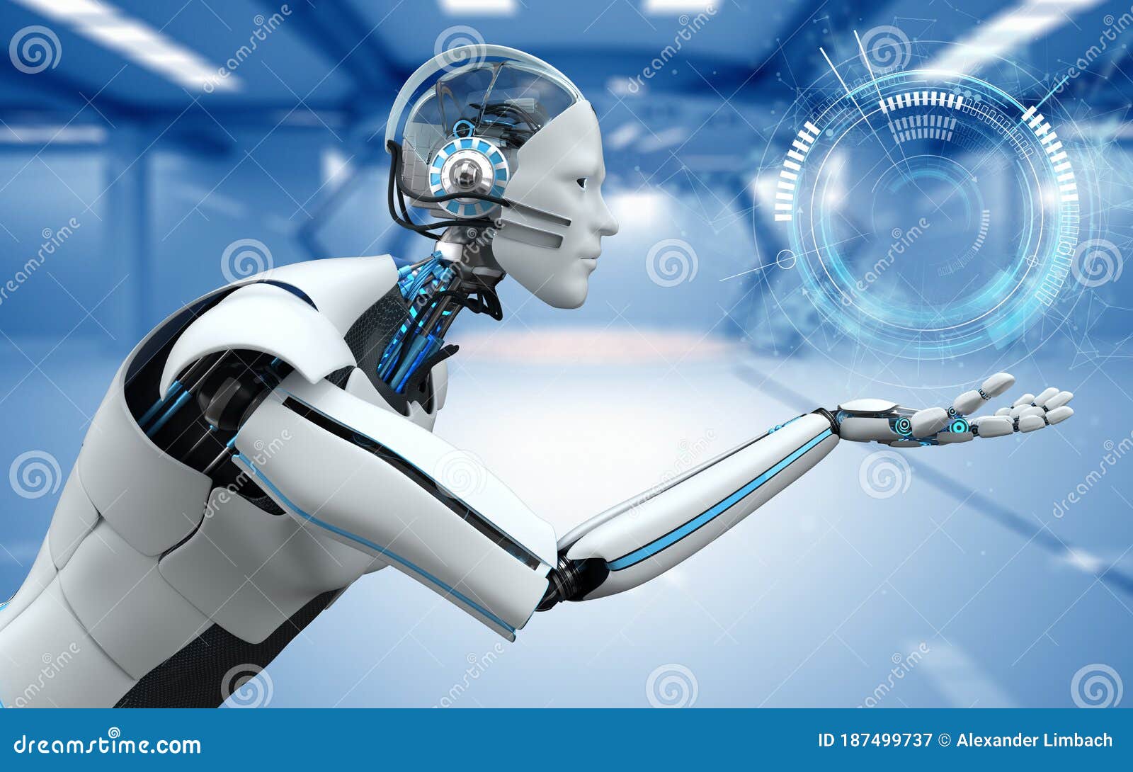 Humanoid Robot Assistant at Your Service Stock Illustration ...