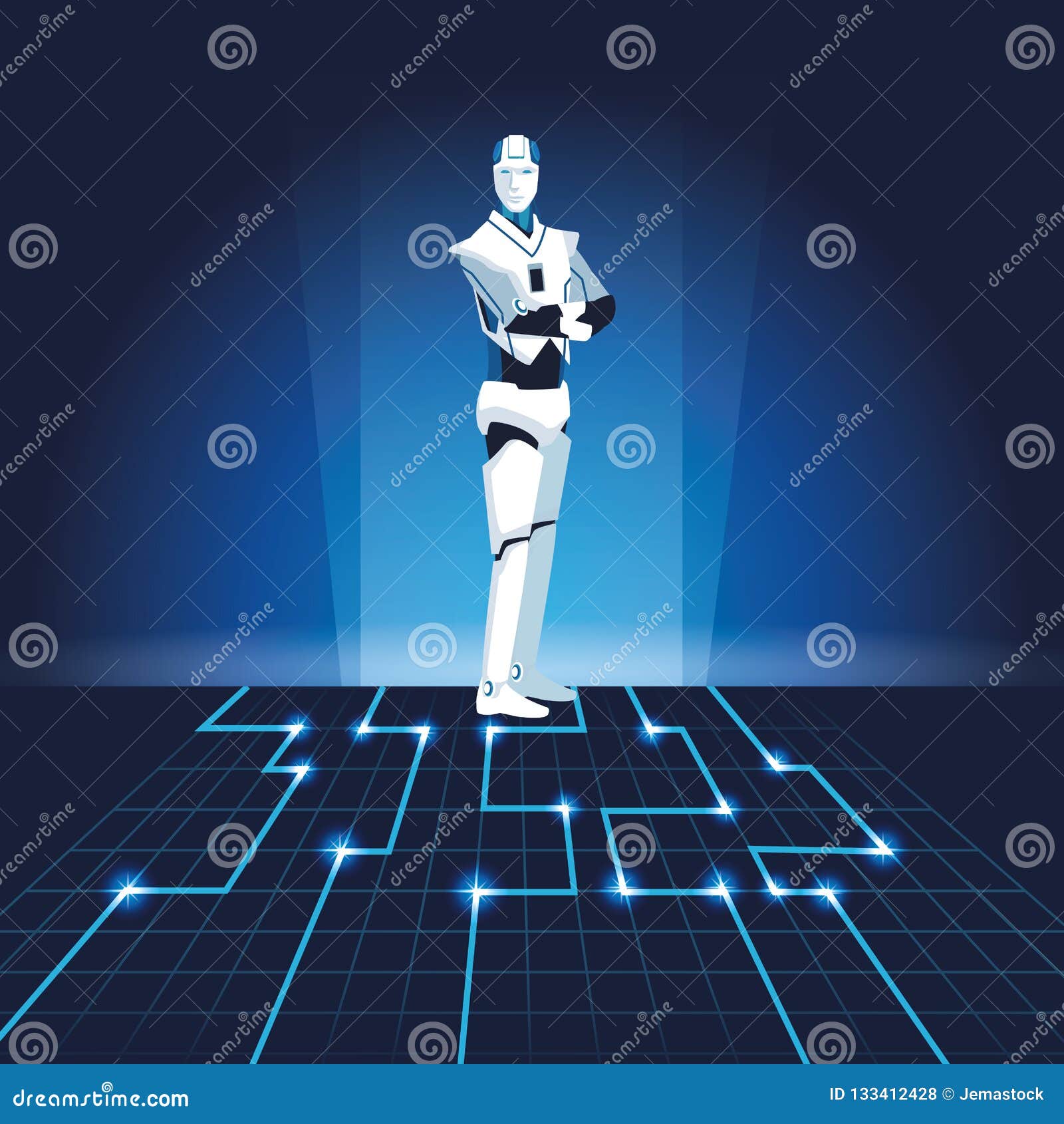 Humanoid robot avatar stock vector. Illustration of technology - 133412428