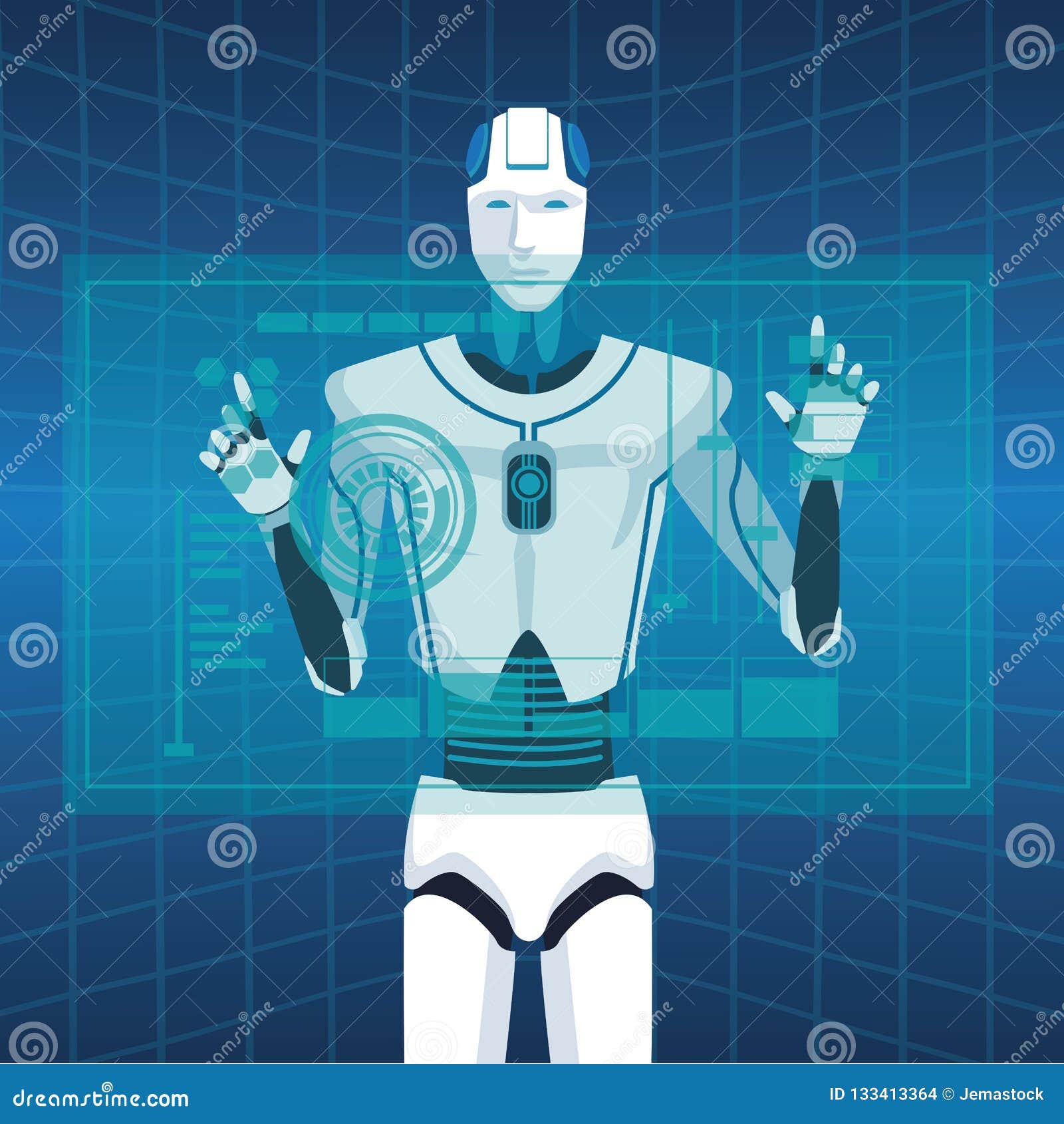 Humanoid robot avatar stock vector. Illustration of artificial - 133413364