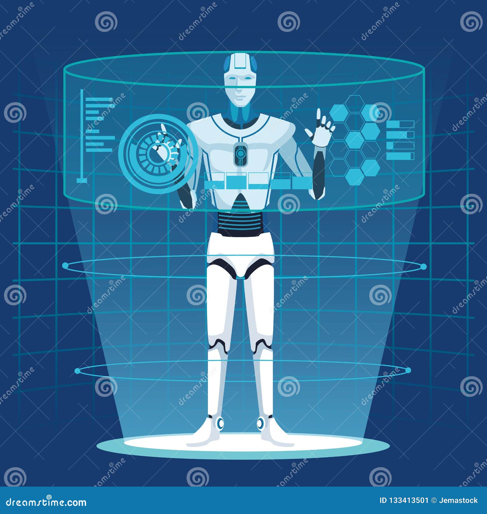 Humanoid robot avatar stock vector. Illustration of automaton - 133413501
