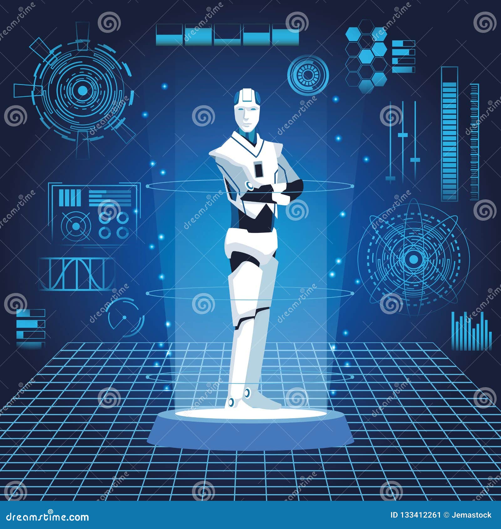 Humanoid robot avatar stock vector. Illustration of abstract - 133412261