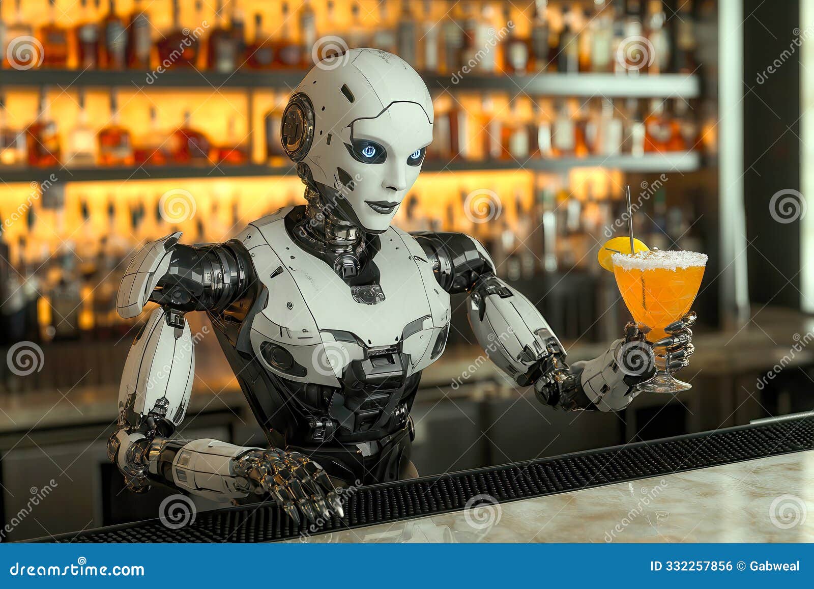 Humanoid Robot Bartender Serving a Cocktail, AI Generated Stock ...