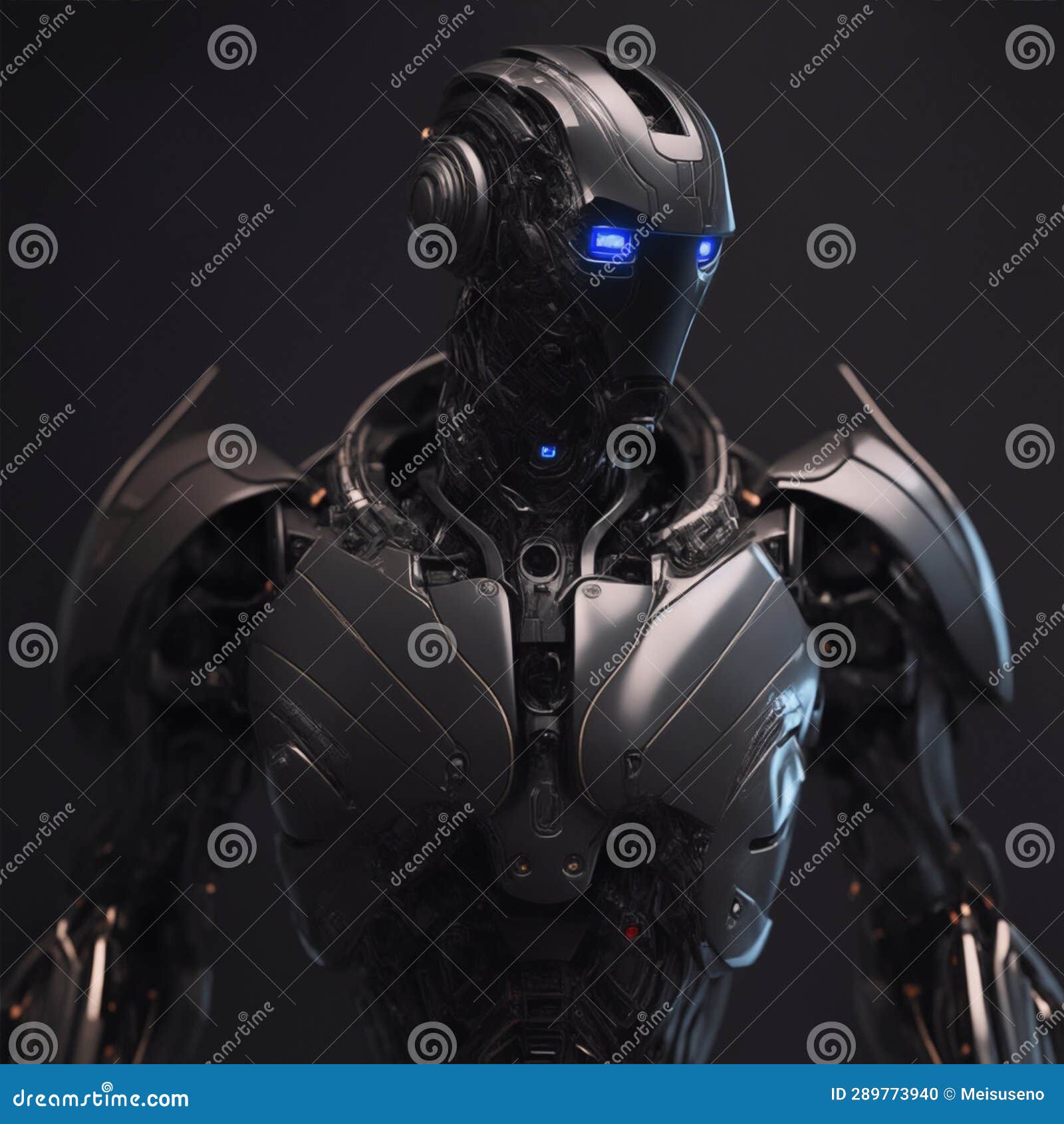 Humanoid Robot on Black Background Illustration Stock Illustration ...