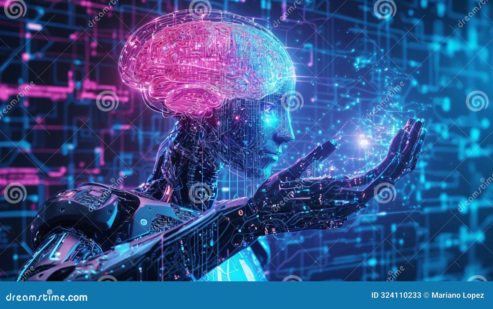 A Robotics Brain and Mechanic Hand Stock Illustration - Illustration of ...