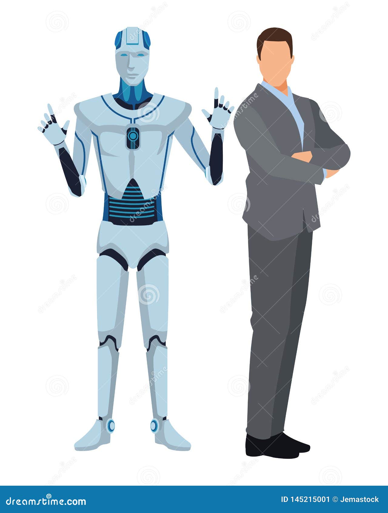 Humanoid Robot and Businessman Stock Vector - Illustration of machine ... Humanoid Robot and Businessman Stock Vector - Illustration of machine ...