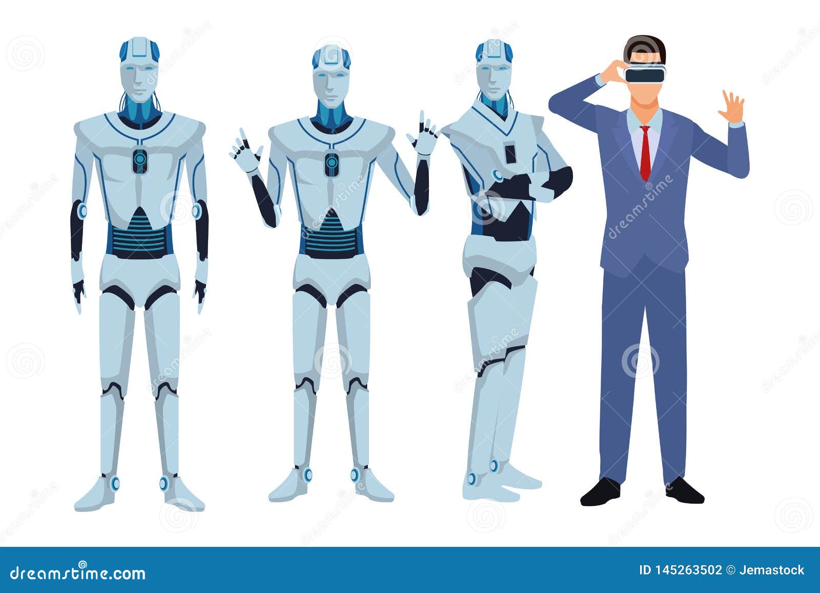 Humanoid Robot and Businessman Stock Vector - Illustration of techno ...