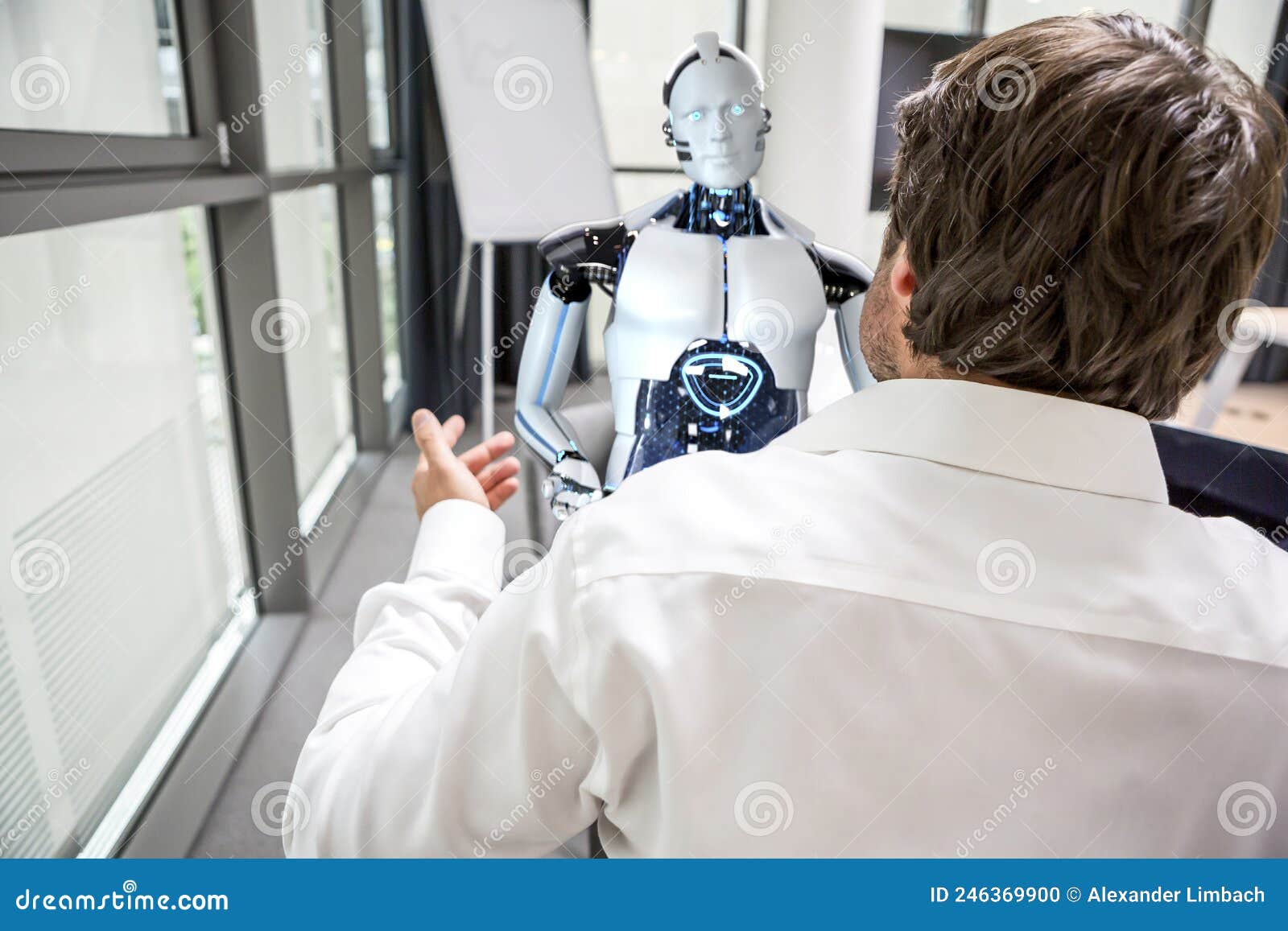 Businessman and Humanoid Robot Solving Problems Stock Photo - Image of ...