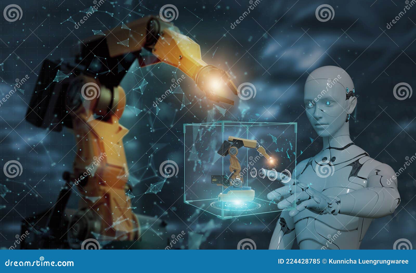 Humanoid Robot Check and Control Automatic Arms Machine with Augmented ...