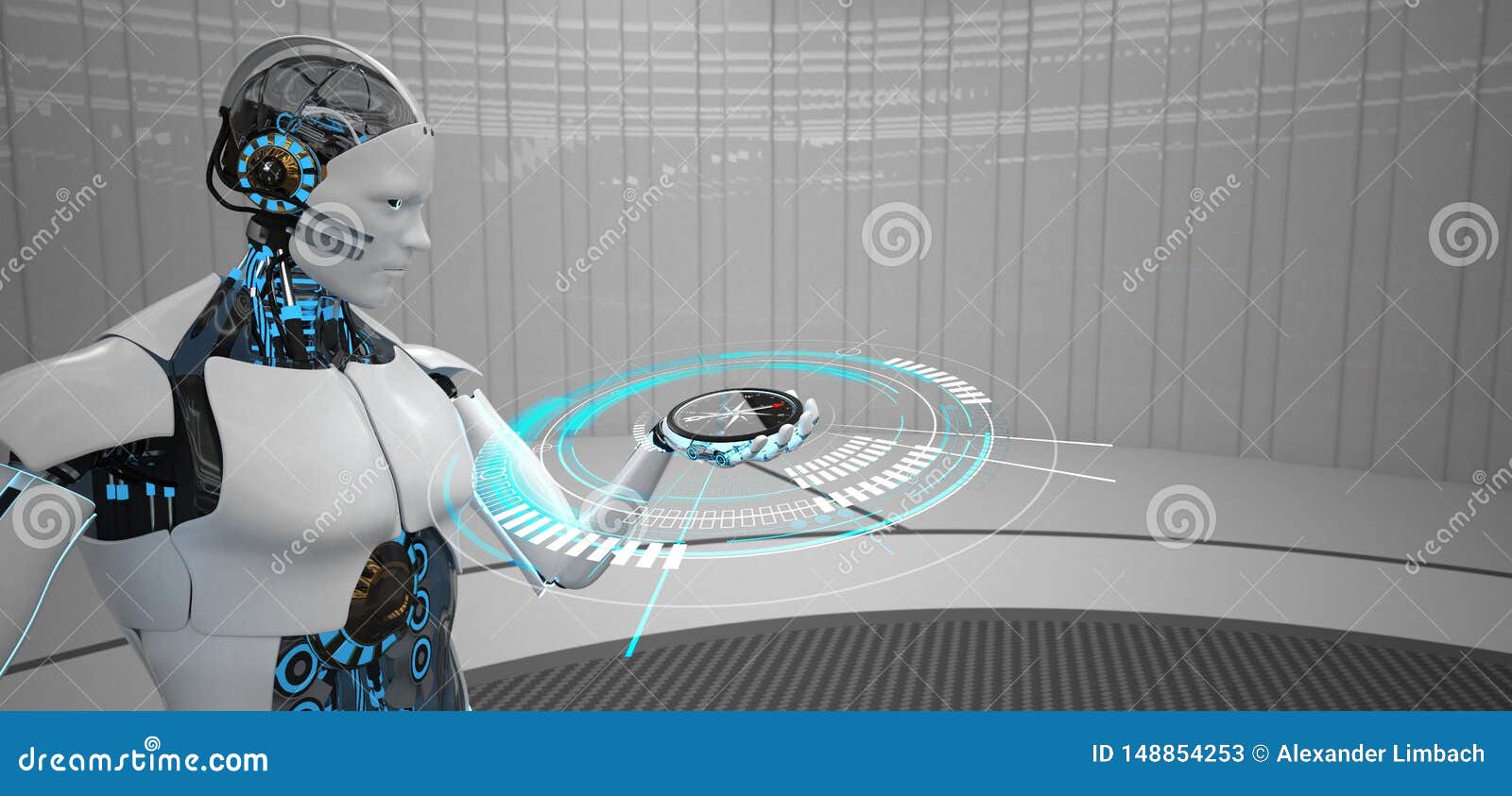 Humanoid Robot Compass stock illustration. Illustration of intelligence ...