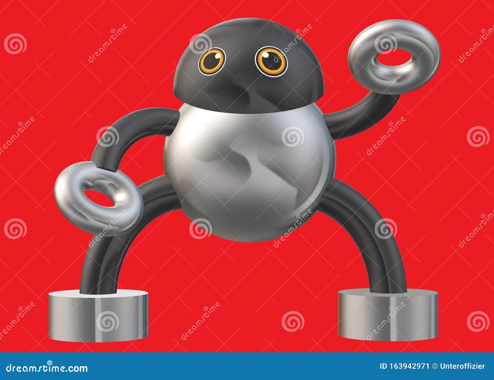 A Humanoid Robot Constructed of Simple Shapes and Forms Against a Vivid ...