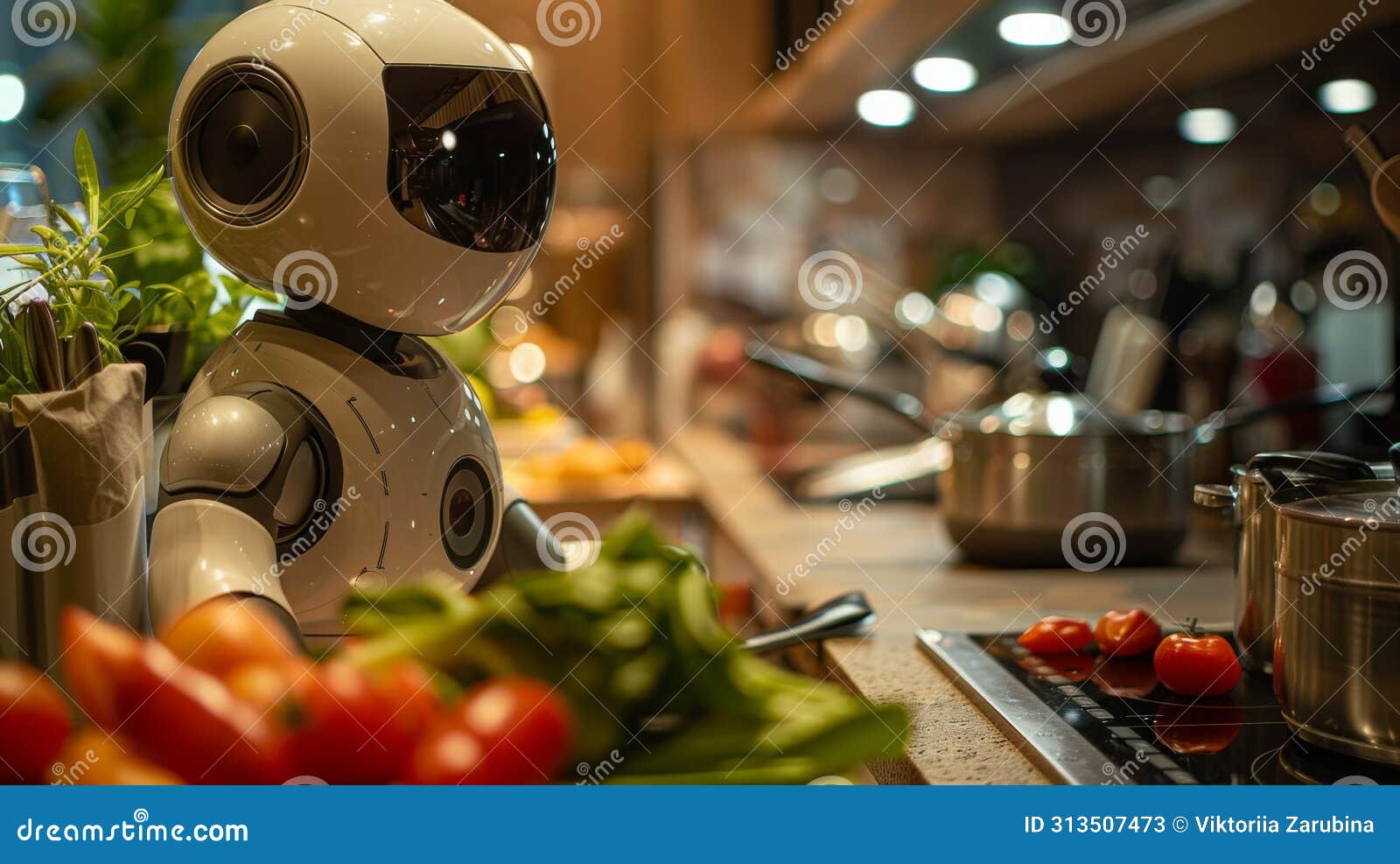 Humanoid Robot Cooking AI Generated Stock Illustration - Illustration ...