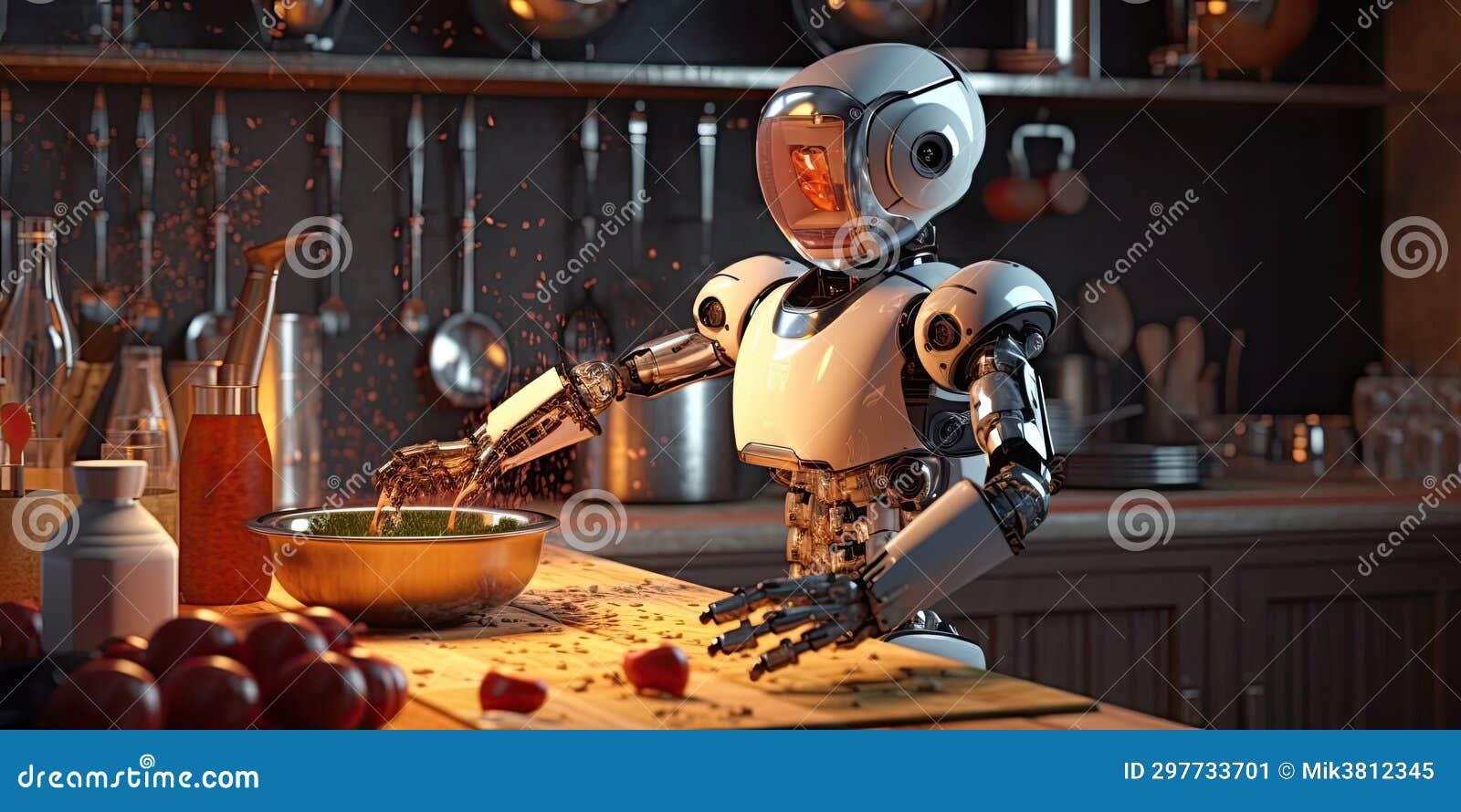Humanoid robot cooking. stock illustration. Illustration of processor ...