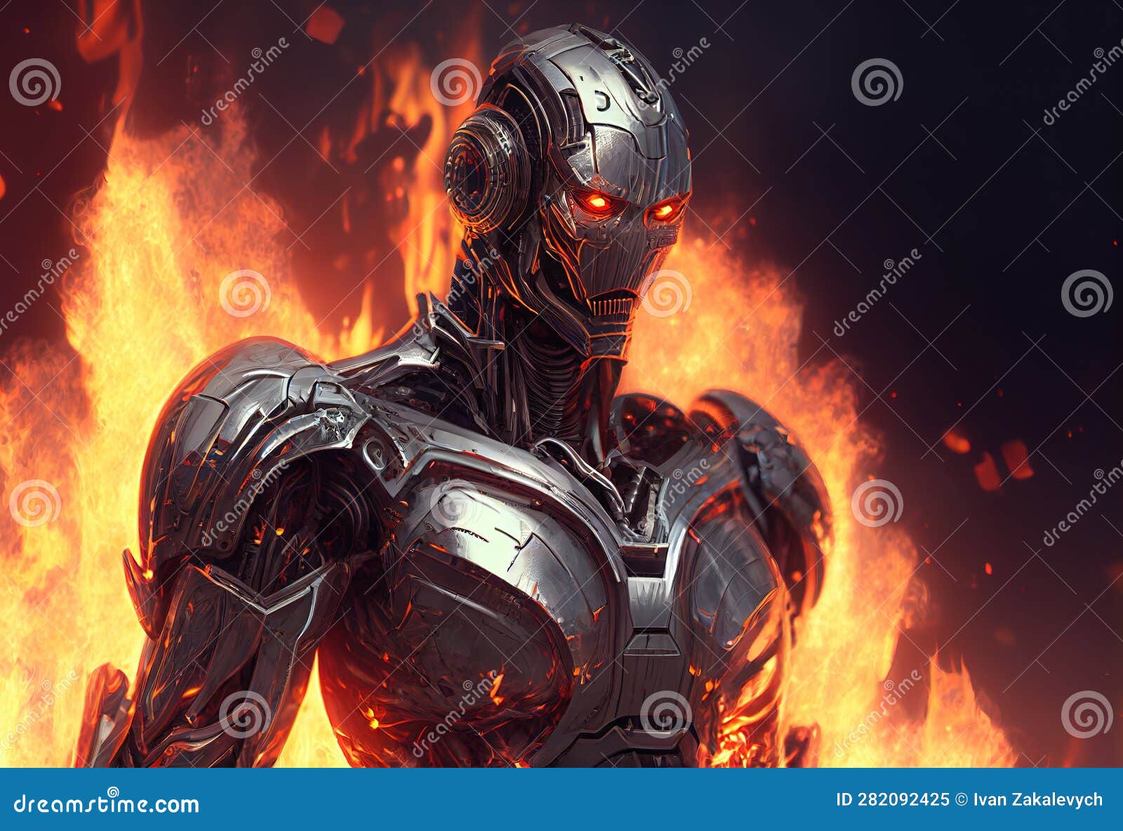 Humanoid Robot Creation - of Fire.illustration. AI Generative Stock ...