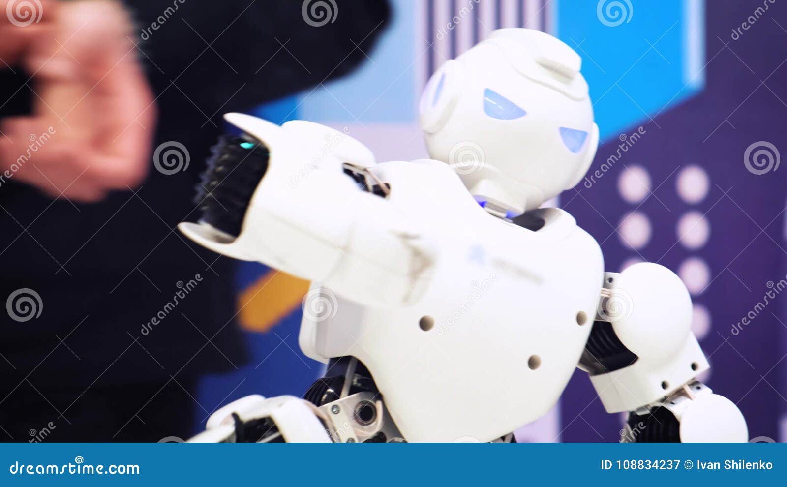 Humanoid Robot Dance. Close Up of Smart Robot Dance Show. Dancing Robot ...