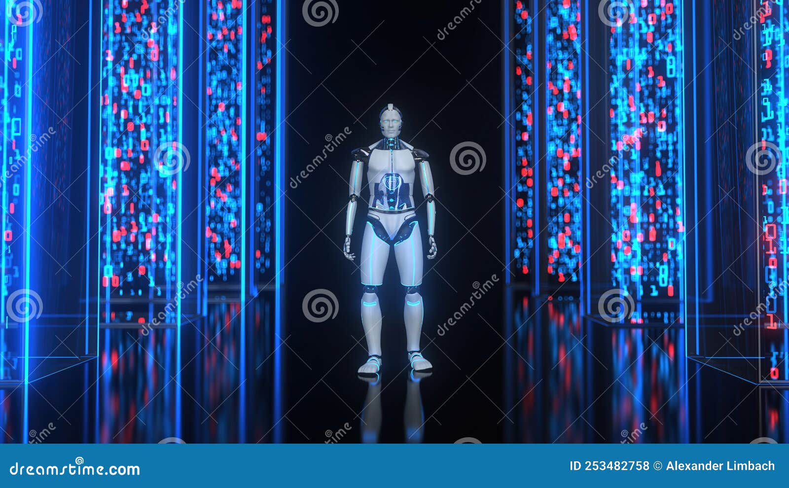 Humanoid Robot Data Block stock illustration. Illustration of industrial - 253482758