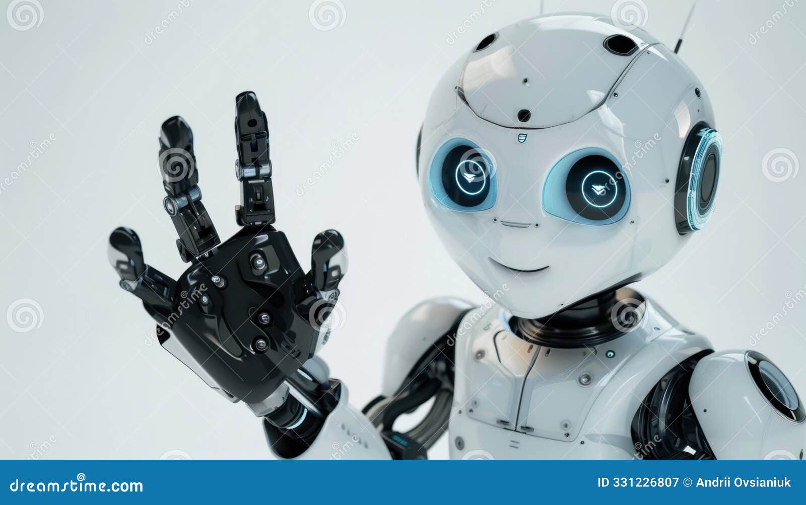 Cute Humanoid Robot Waving, Showcasing Advanced Technology and Design ...