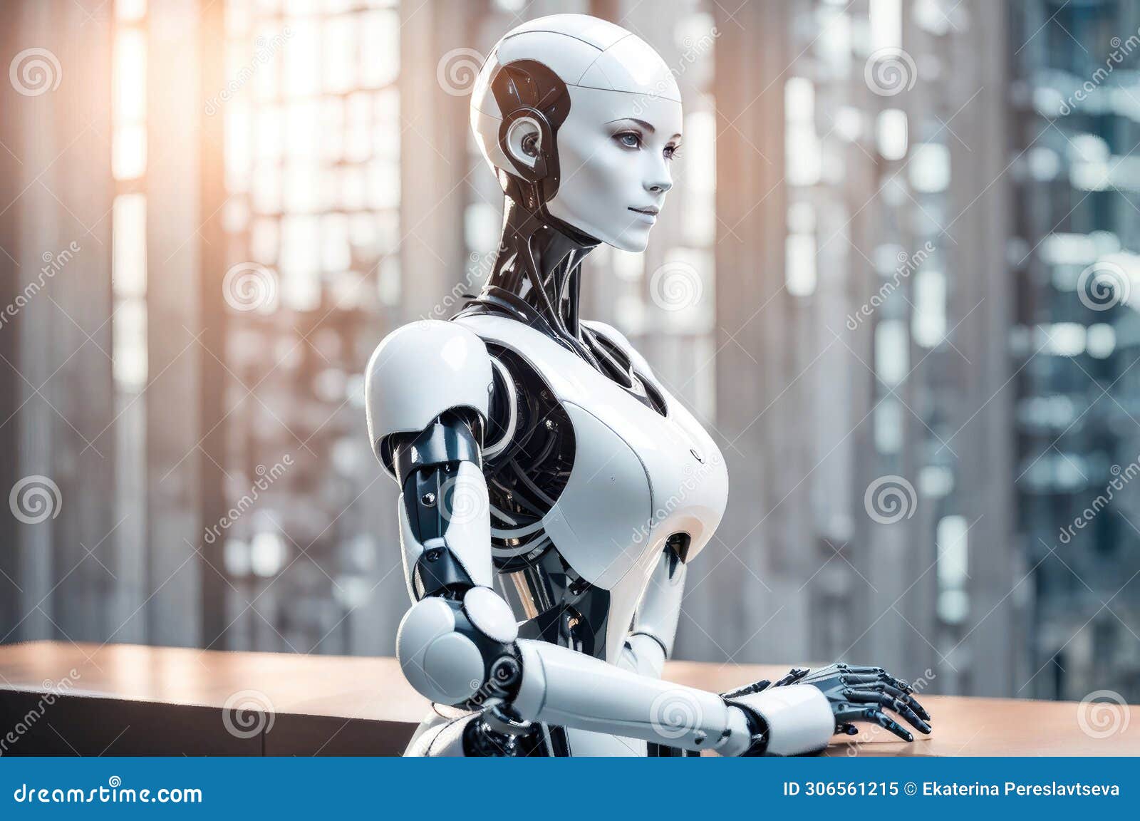 Humanoid Robot with Futuristic Technology. Concept Artificial Intelligence, Technological Future ...