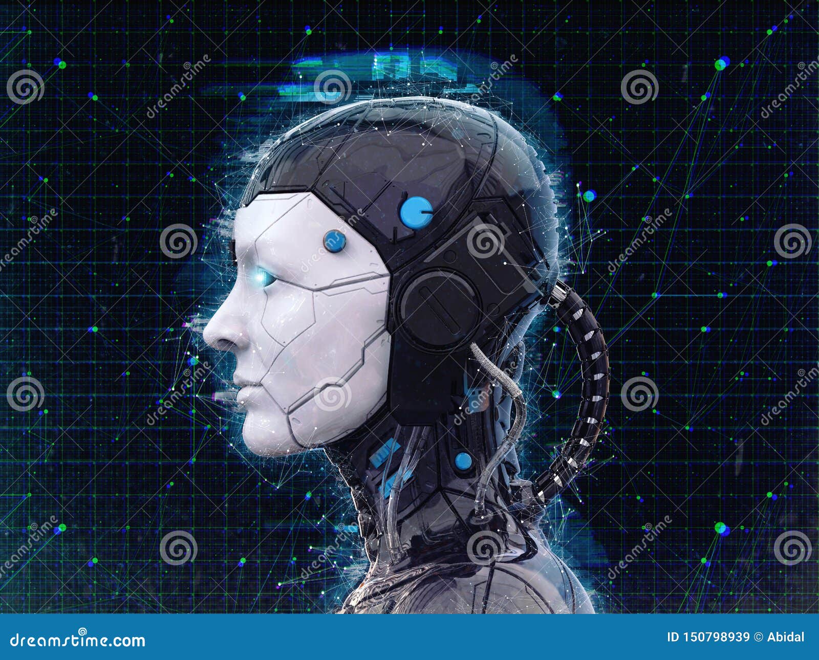 Humanoid Robot Girl Artificial Intelligence Background - 3d ... Humanoid Robot Girl Artificial Intelligence Background - 3d ...