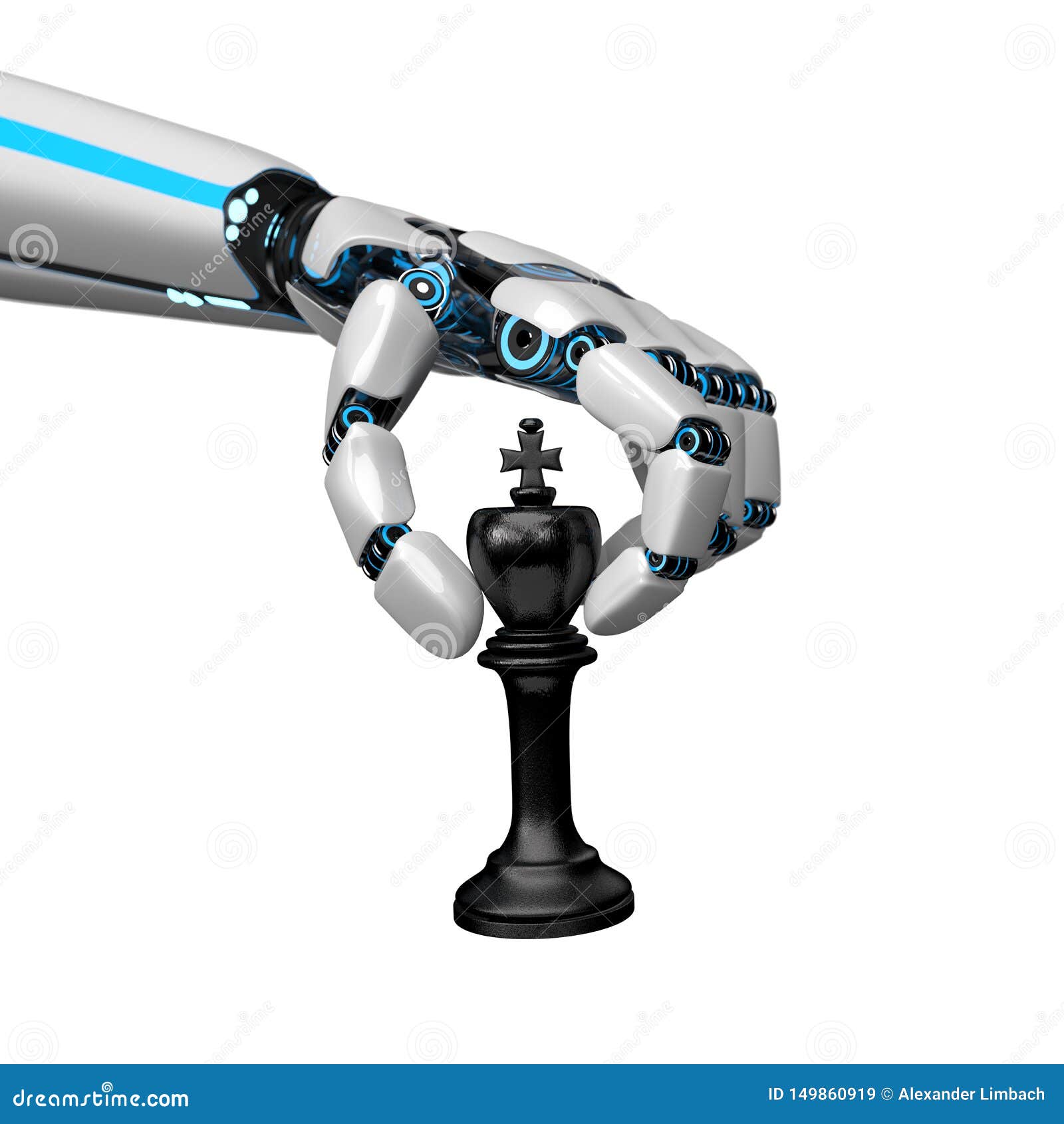 Humanoid Robot Hand Chess King Stock Illustration - Illustration of ...