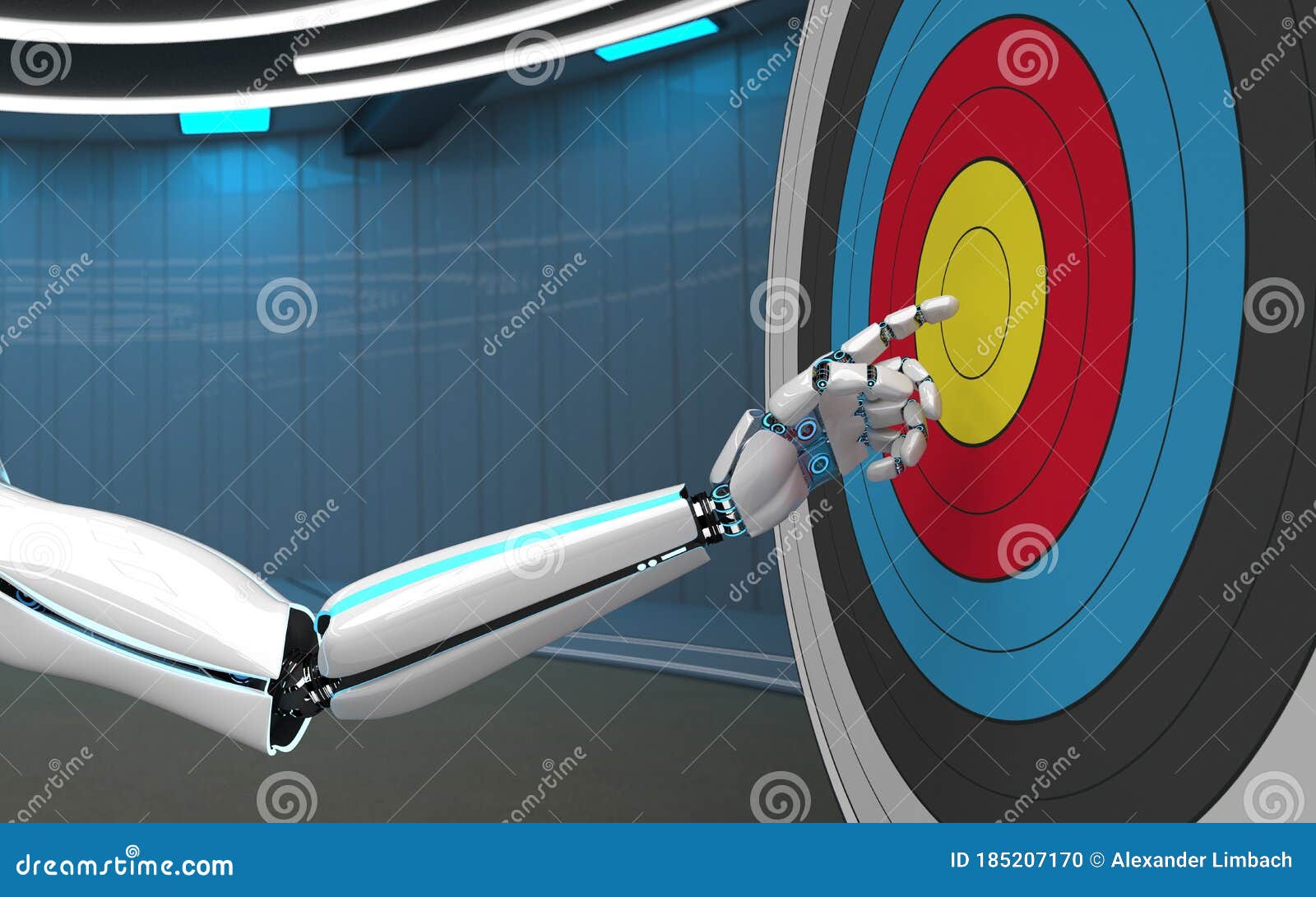 Humanoid Robot Hand with a Classic Target Stock Illustration ...