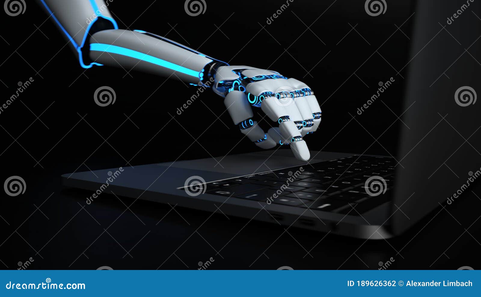 Humanoid Robot Hand Clicks Notebook Stock Illustration - Illustration ...